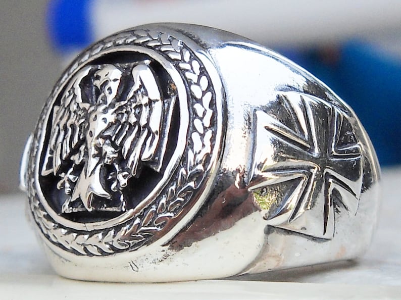 German Eagle Crodss Handmade Ring Sterling Silver 925 | Etsy