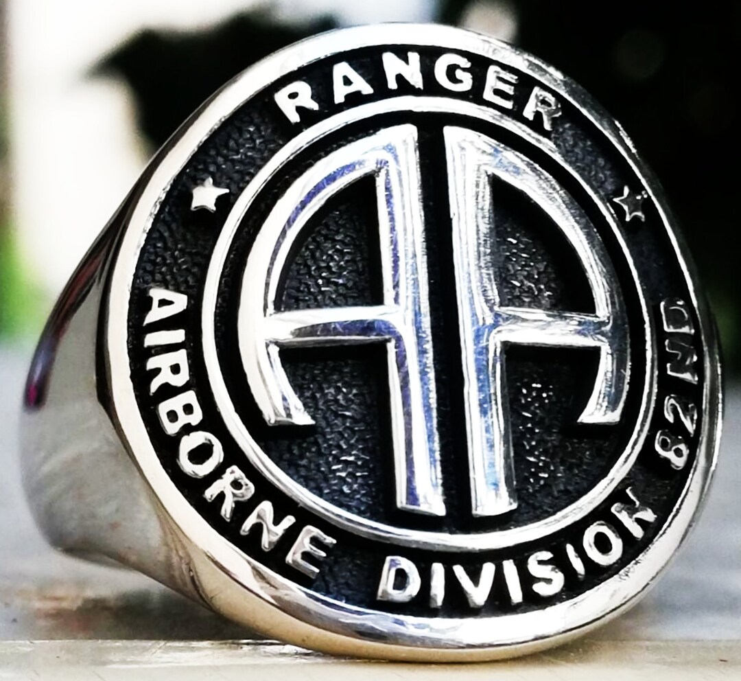 USA Army 82nd Airborne Division Handmade 3D Ring Solid Sterling Silver ...