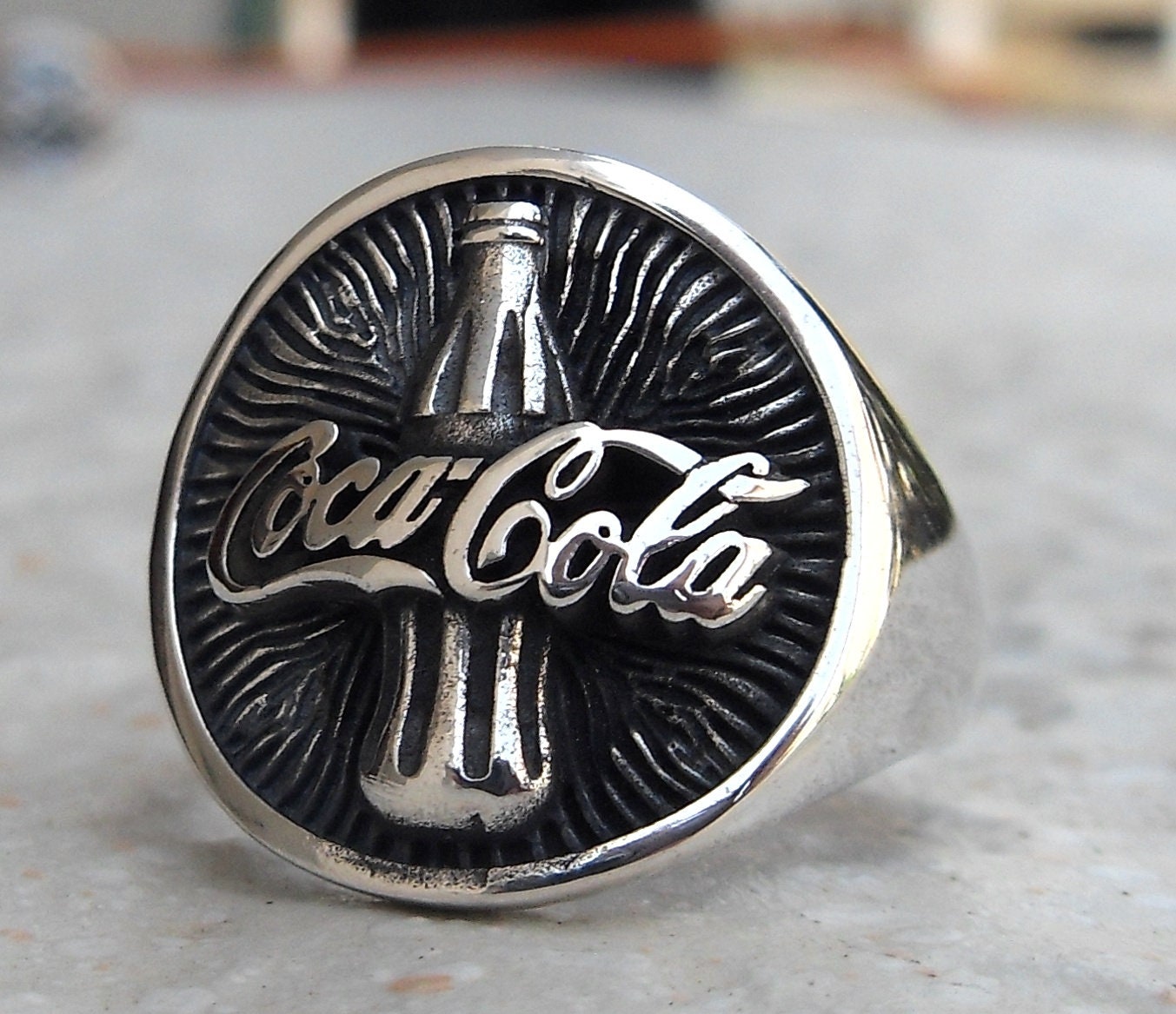 Coca Cola Bottle Handmade 3D Ring Solid Sterling Silver 925 - Etsy