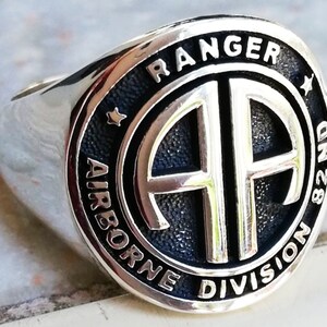 USA Army 82nd Airborne Division Handmade 3D Ring Solid Sterling Silver ...
