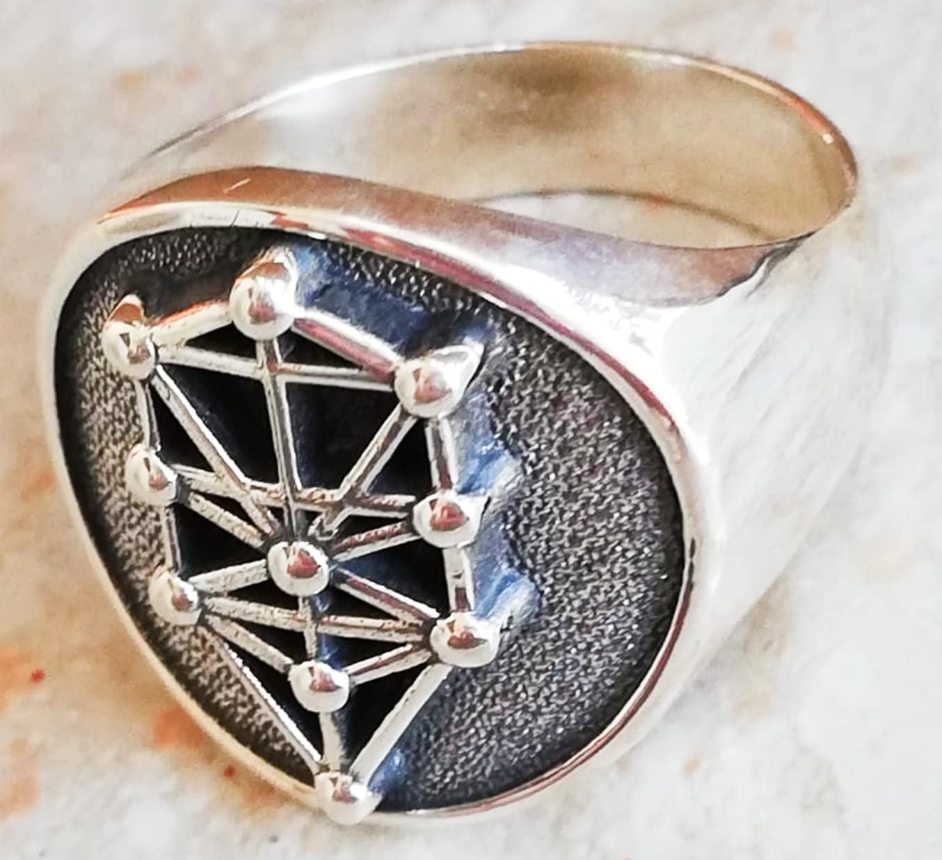 Sephiroth Kabbalah Tree of Life Handmade 3D Ring Solid Sterling Silver ...