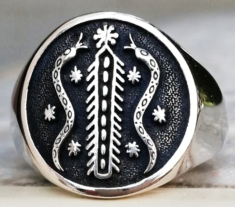 Damballah Voodoo Veve Handmade 3D Ring Solid Sterling Silver - Etsy