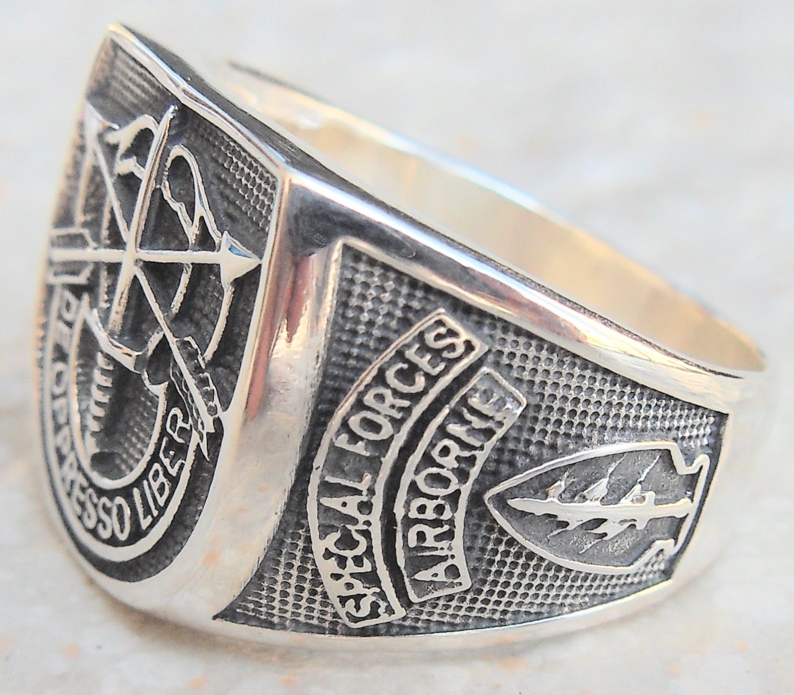 Old Style Special Forces Airborne Military Handmade Ring Sterling ...