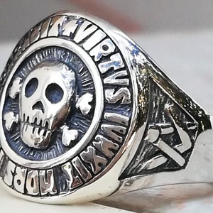 Skull and Bones Masonic Masons Handmade Ring Sterling Silver 925 - Etsy