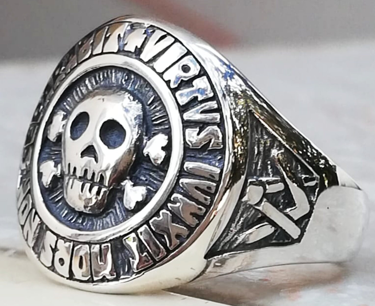 Skull and Bones Masonic Masons Handmade Ring Sterling Silver | Etsy
