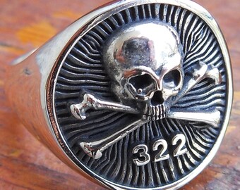Yale Secret Society Skull and Bones Handmade 3D Ring Solid Sterling Silver 925 Etsy