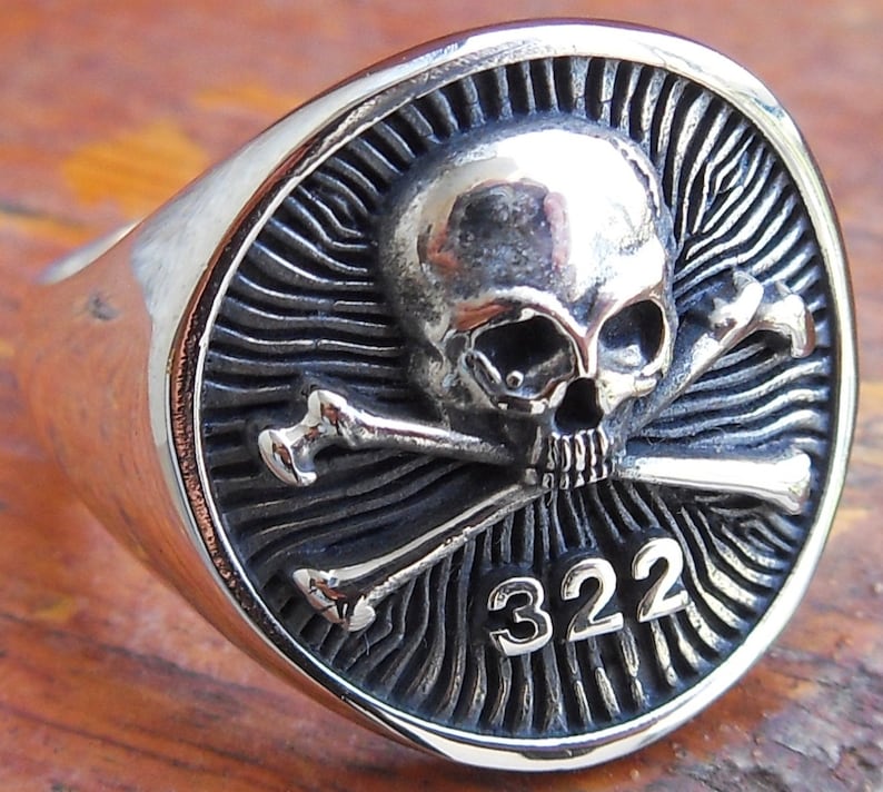 Yale Secret Society Skull and Bones Handmade 3D Ring Solid Sterling ...