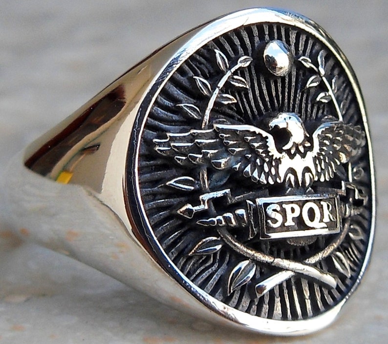 SPQR Roman Soldiers Legion Roman Empire Handmade 3D Ring Solid Sterling ...