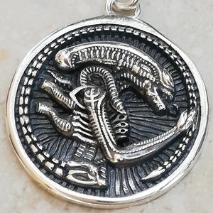 Alien Xenomorph Predator Handmade 3D Pendant Solid Sterling Silver 925 ...