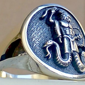 Abraxas Gnostic Gnosticism Magic Talisman Templars Handmade 3D Ring ...