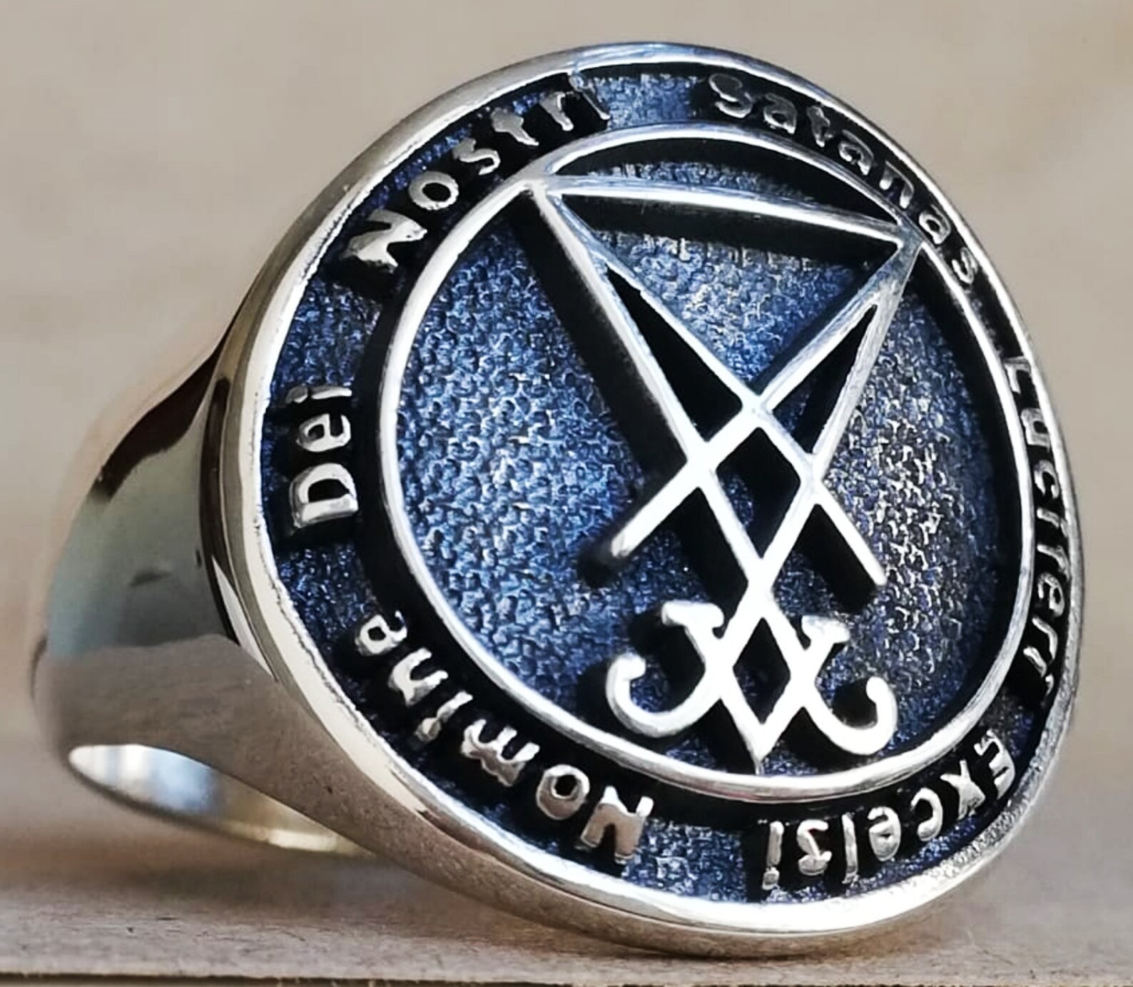 Sigil of Lucifer Satan Seal Handmade 3D Ring Solid Sterling Silver 925 ...