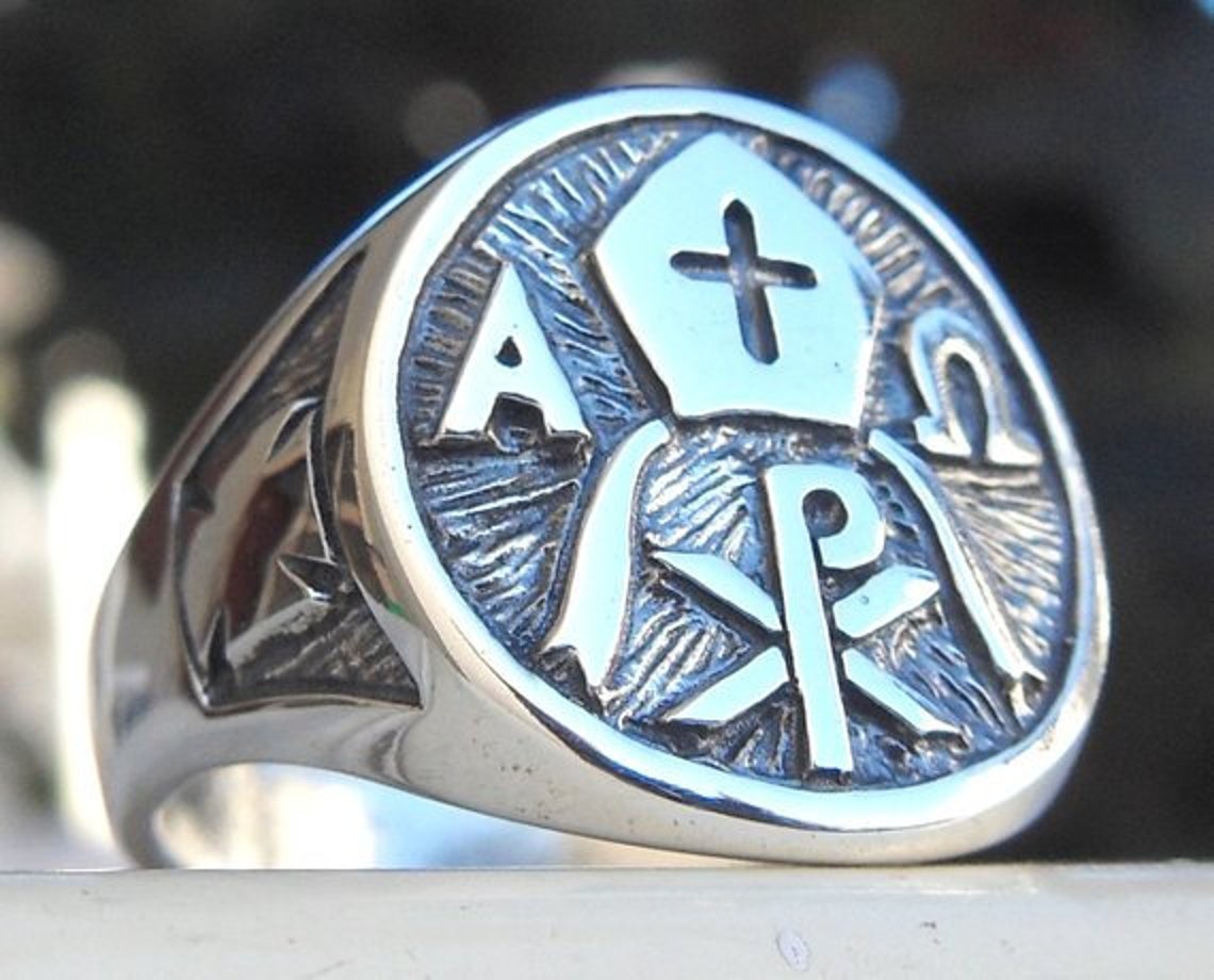Chi Rho Monogram of Christ Bishop Handmade Ring Sterling - Etsy