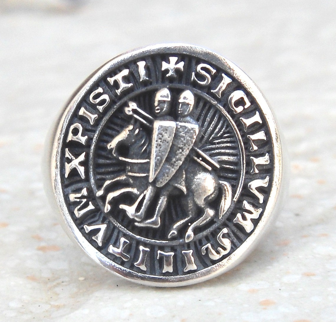 The Seal of Knights Templar Handmade 3D Ring Solid Sterling | Etsy