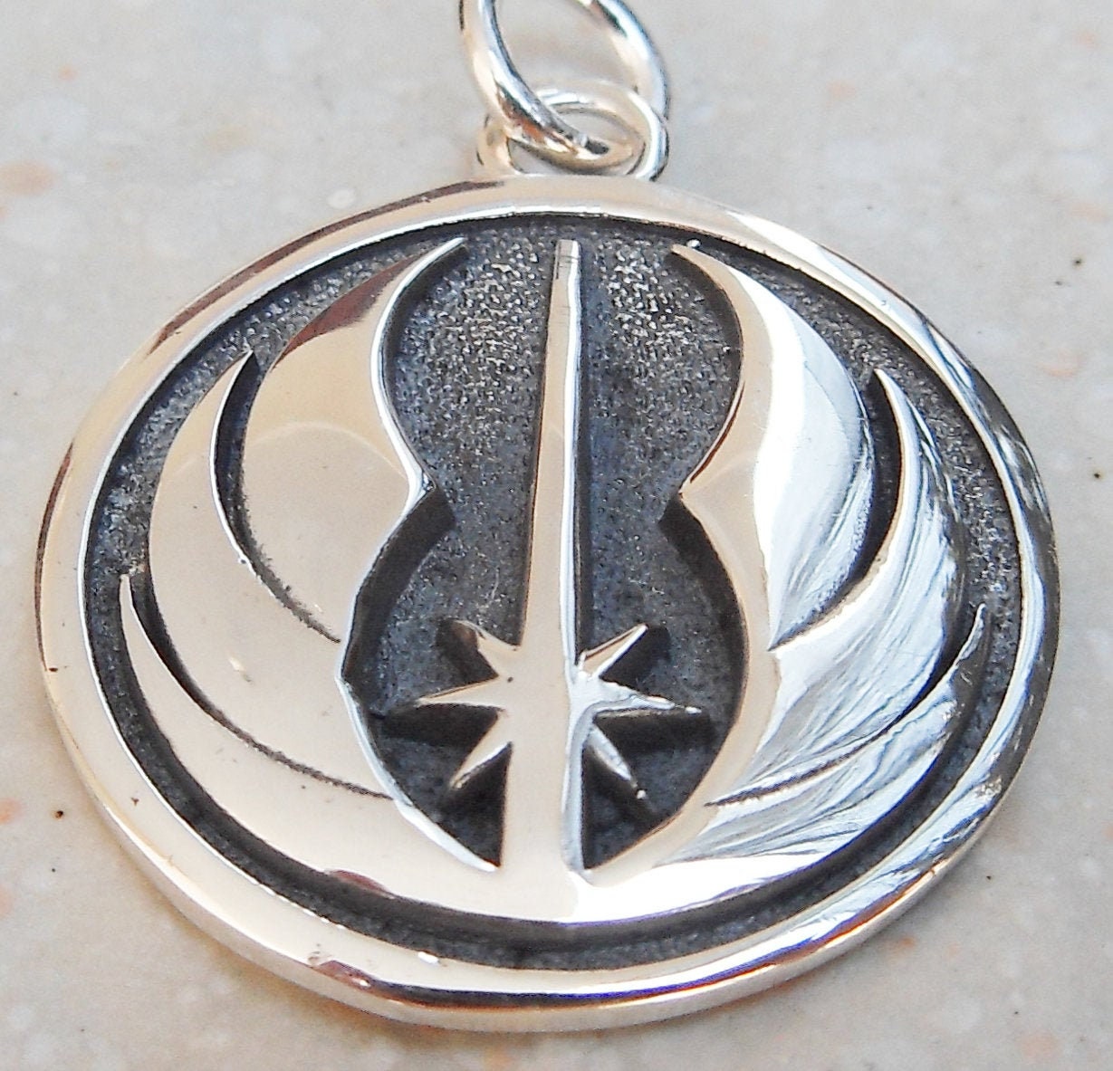 Star Wars Jedi Order Insignia on Wood Rebel Handmade 3D Pendant Solid ...