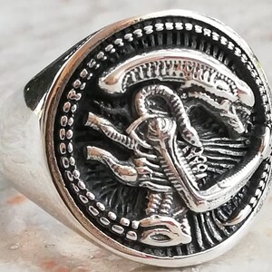 Alien Xenomorph Predator Handmade 3D Ring Solid Sterling Silver 925 - Etsy