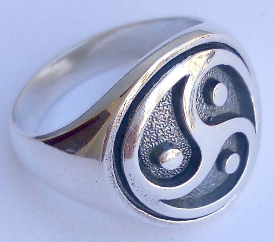 Triskel BDSM Triskelion Triskele Handmade 3D Ring Solid Sterling Silver ...