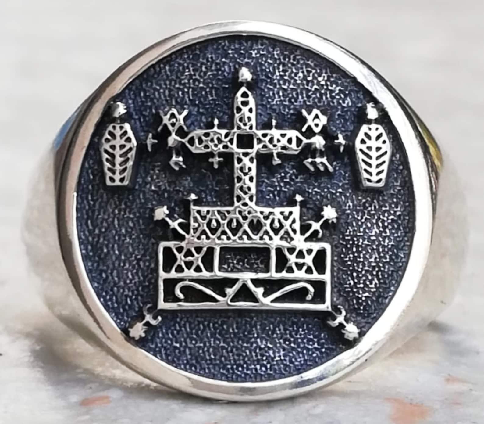 Solid Sterling Silver 925 Veve of Baron Samedi Voodoo Talisman | Etsy