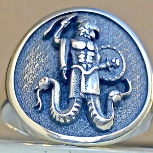 Abraxas Gnostic Gnosticism Magic Talisman Templars Handmade 3D Ring ...