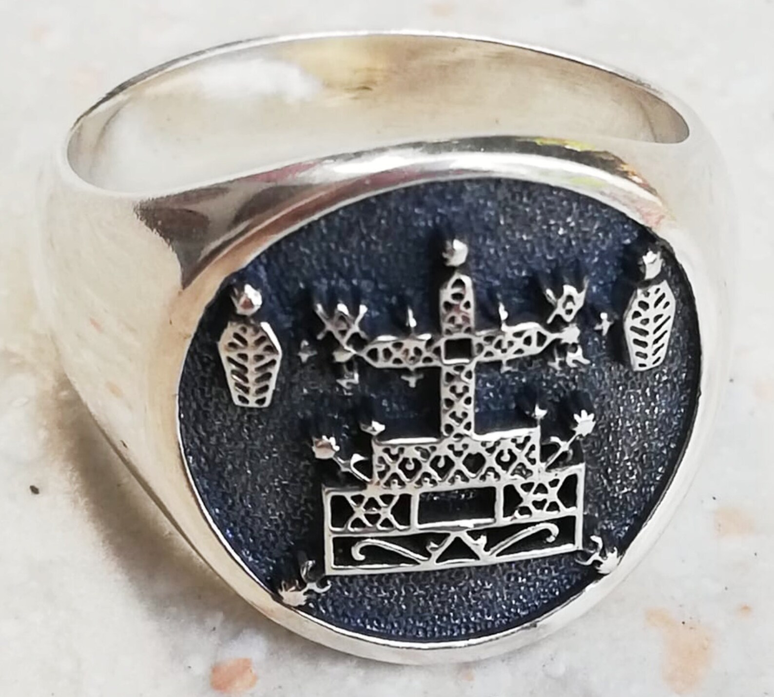 Solid Sterling Silver 925 Veve of Baron Samedi Voodoo Talisman - Etsy