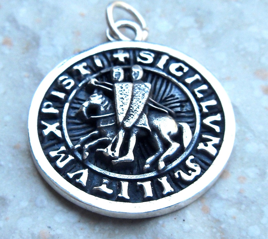 The Seal of Knights Templar Handmade 3D Pendant Solid Sterling Silver ...