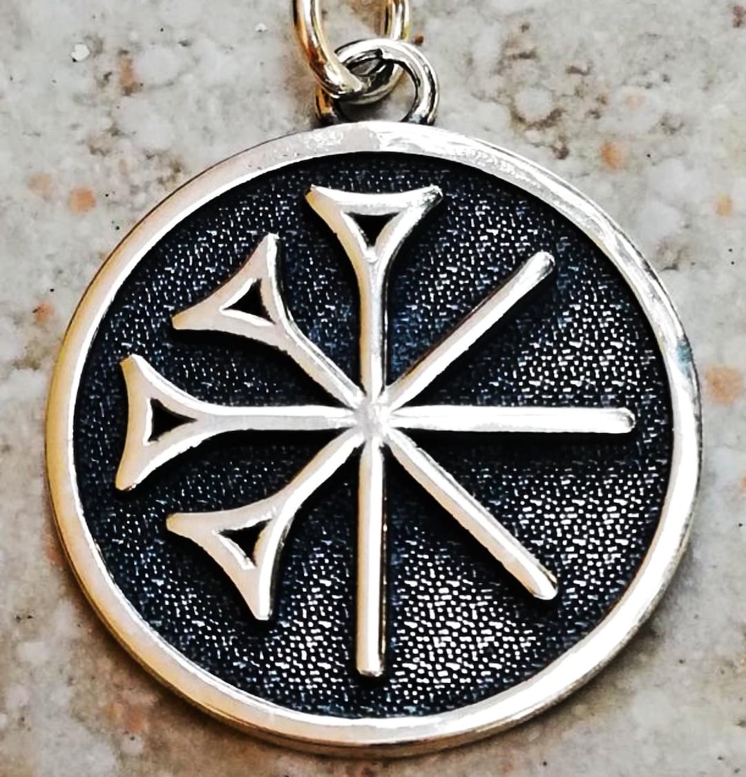 Solid Sterling Silver 925 Sumerian Dingir Cuneiform Symbol Handmade 3D ...