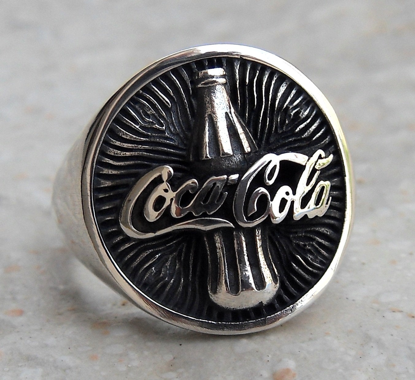 Coca Cola Bottle Handmade 3D Ring Solid Sterling Silver 925 - Etsy UK