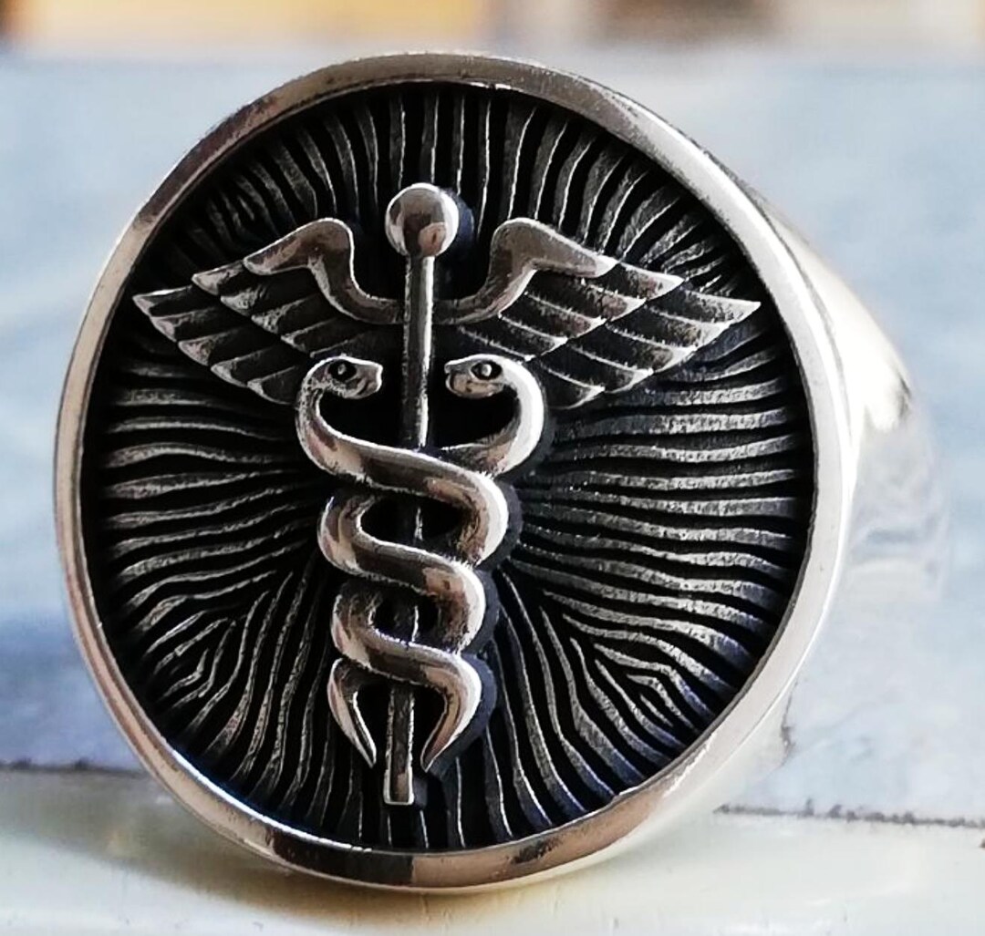 Sterling Silver Caduceus Handmade 3D Ring – Medical Symbol Ring for ...