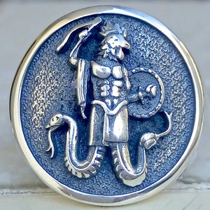 Abraxas Gnostic Gnosticism Magic Talisman Templars Handmade 3D Ring ...