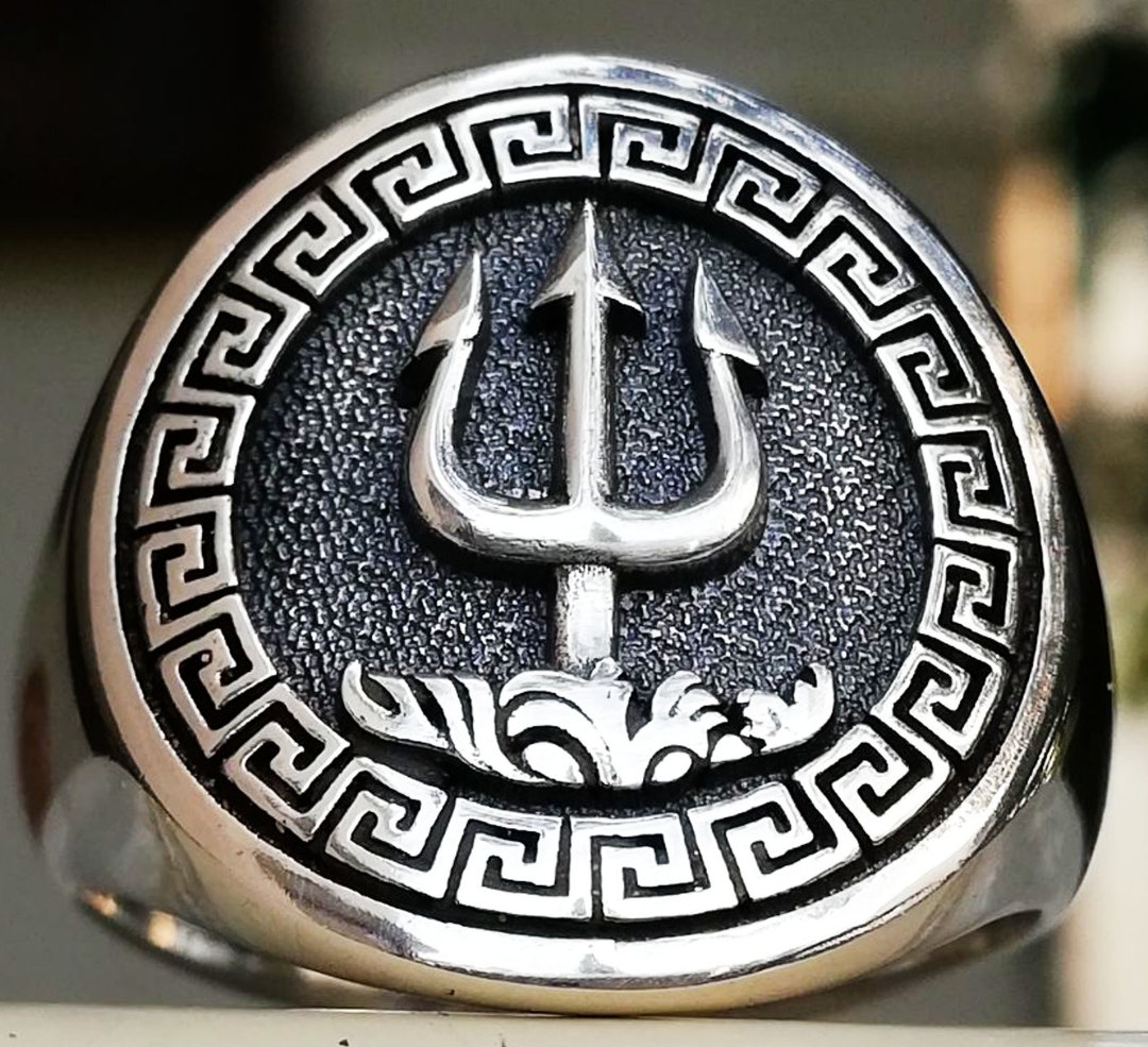 Trident of Poseidon the Greek God of Sea Handmade 3D Ring Solid ...