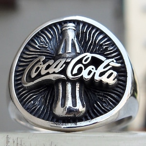 Coca Cola Bottle Handmade 3D Ring Solid Sterling Silver 925 - Etsy