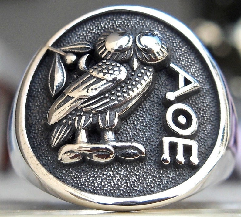 Owl of Wisdom Athena Tetradrachm Ancient Greek Handmade 3D Ring Solid ...