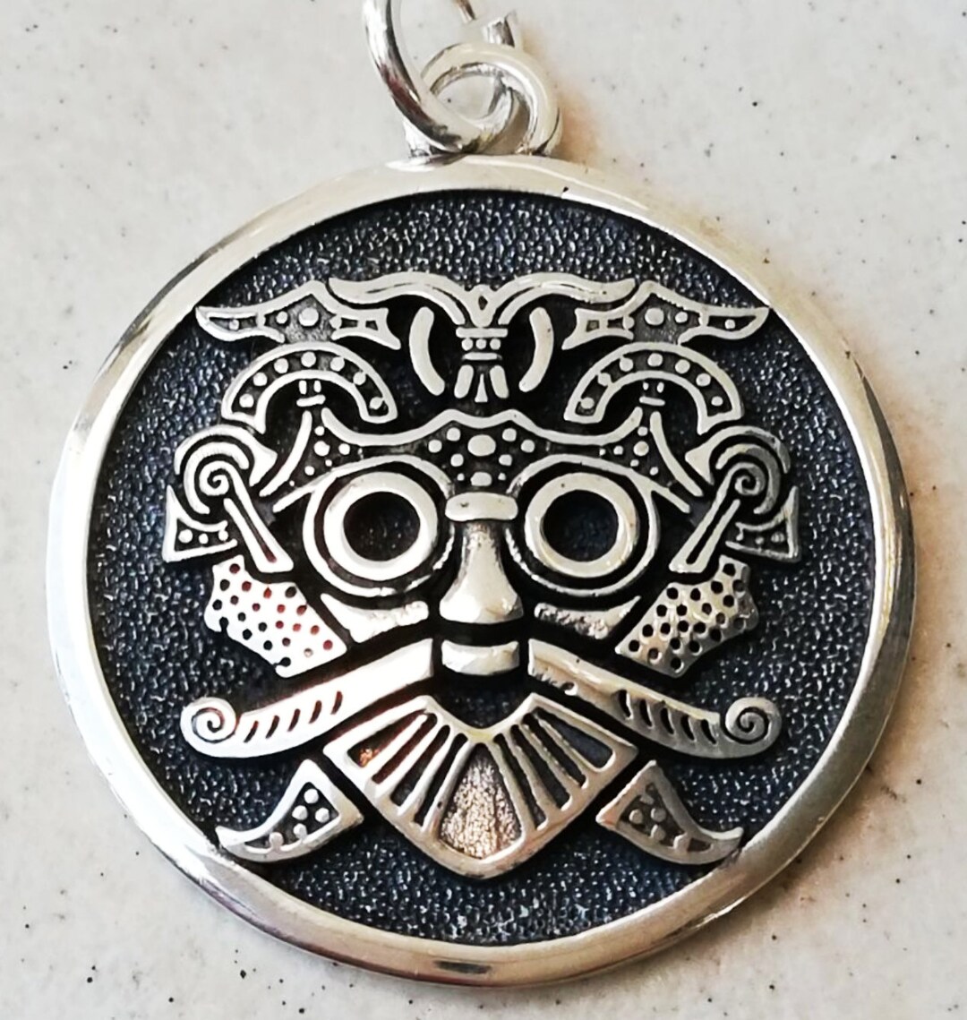 Loki's Mask Viking Scandinavian Odin Handmade 3D Pendant Solid Sterling ...
