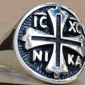 IC XC Nika Jesus Christ Christian Cross Handmade 3D Ring Solid Sterling ...