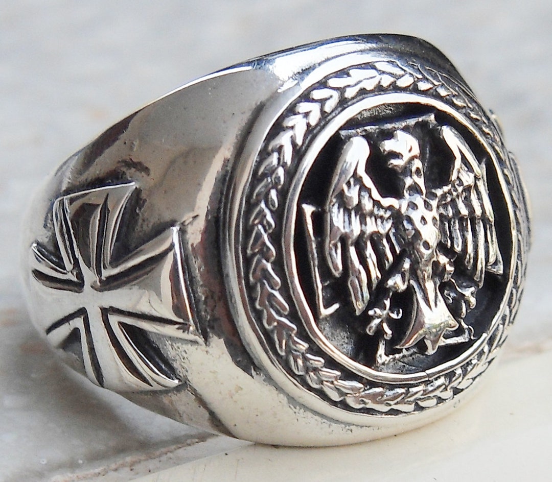 German Eagle Crodss Handmade Ring Sterling Silver 925 - Etsy