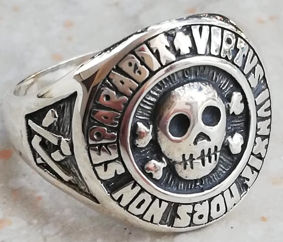 Skull and Bones Masonic Masons Handmade Ring Sterling Silver | Etsy