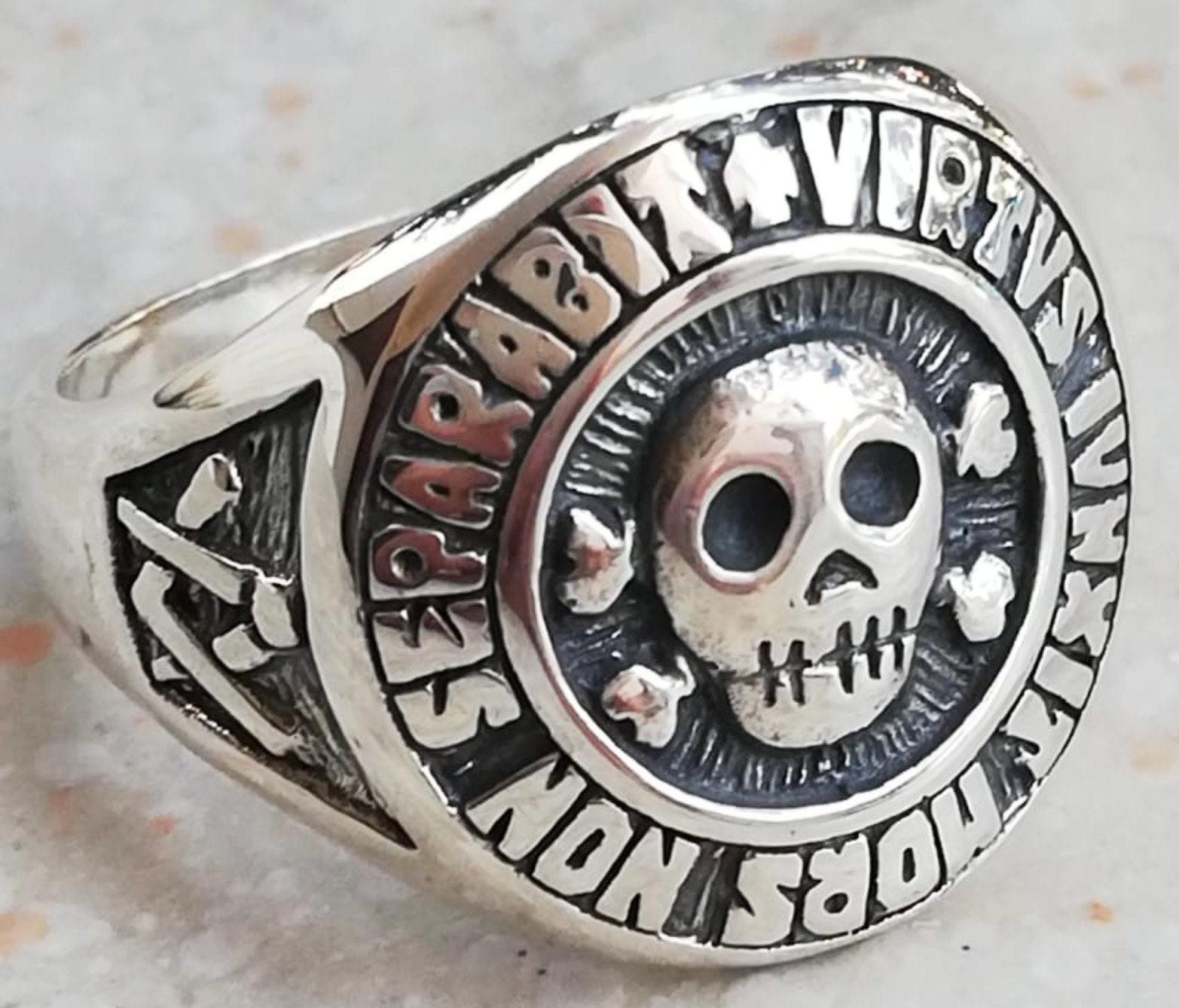 Skull and Bones Masonic Masons Handmade Ring Sterling Silver | Etsy
