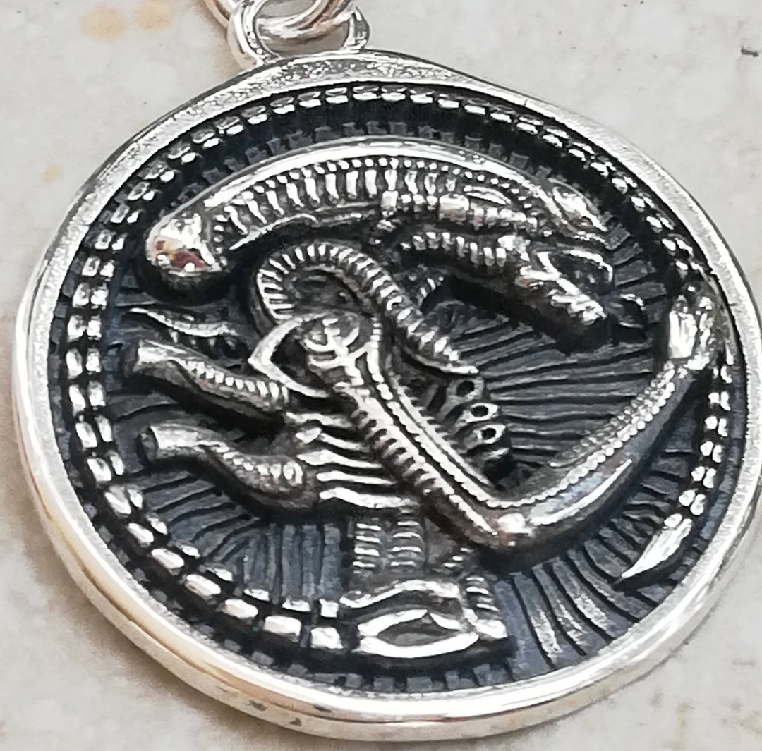 Alien Xenomorph Predator Handmade 3D Pendant Solid Sterling Silver 925 ...