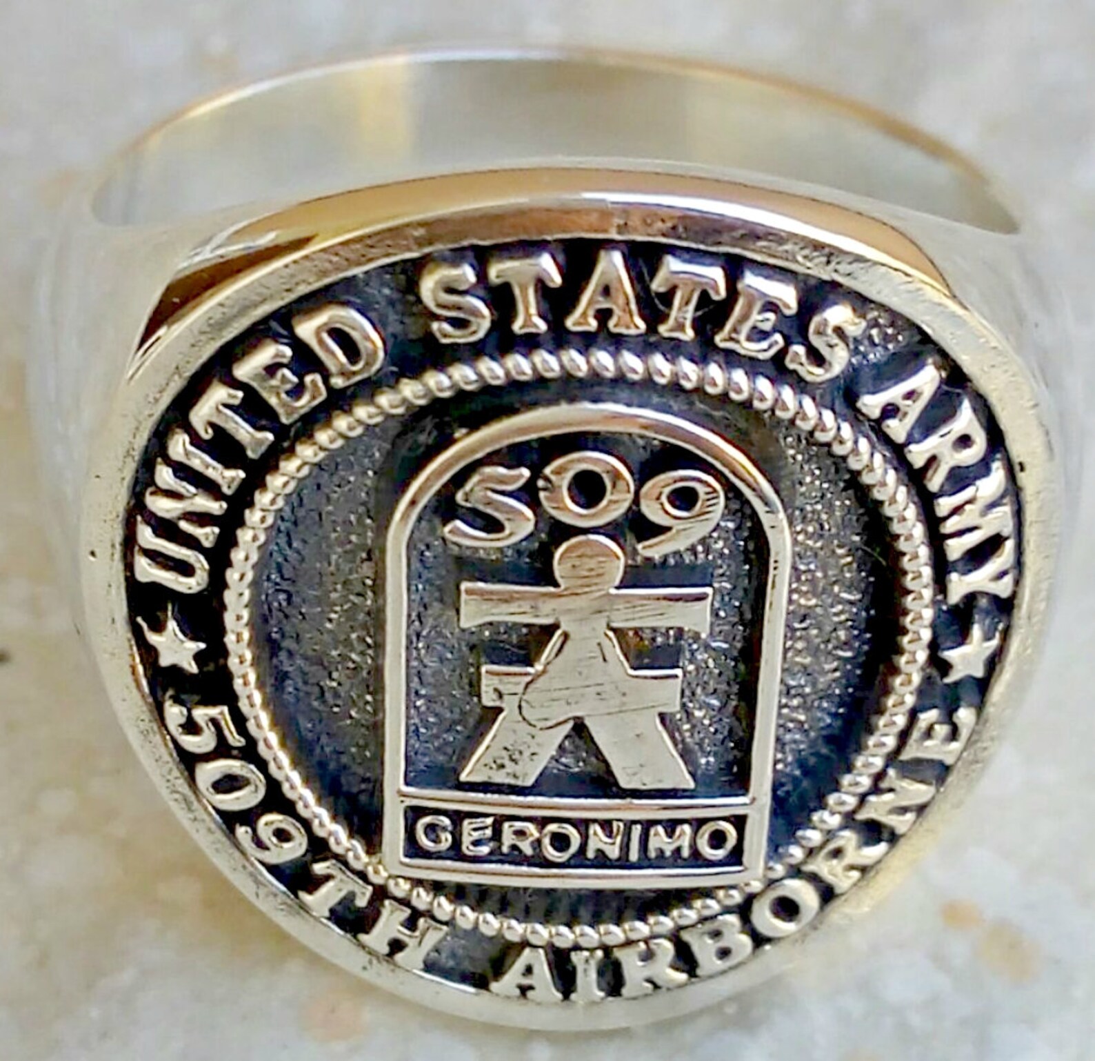 US Army 509th Airborne Infantry Regiment Geronimo Handmade 3D Ring ...