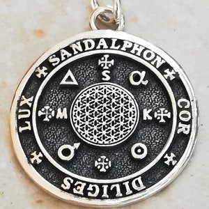 Archangel Sandalphon Seal Protection Amulet Handmade 3D Pendant Solid ...