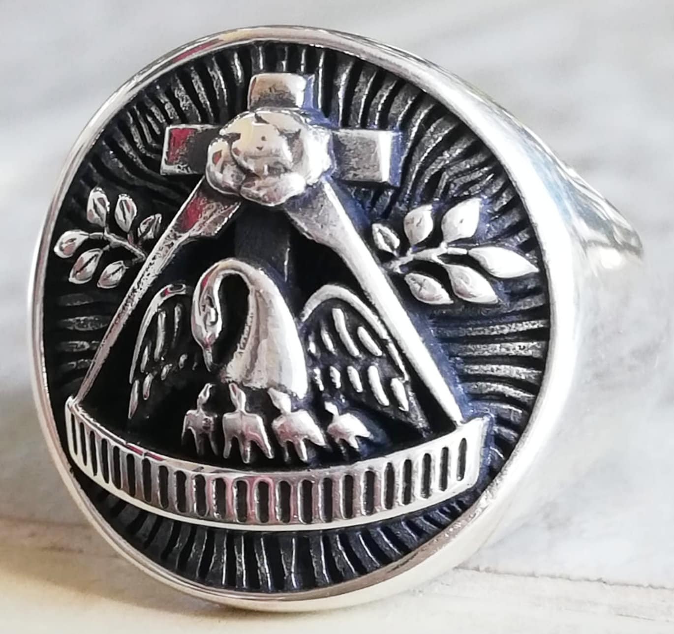 Masonic Rose Croix Pelican Handmade 3D Ring Solid Sterling | Etsy