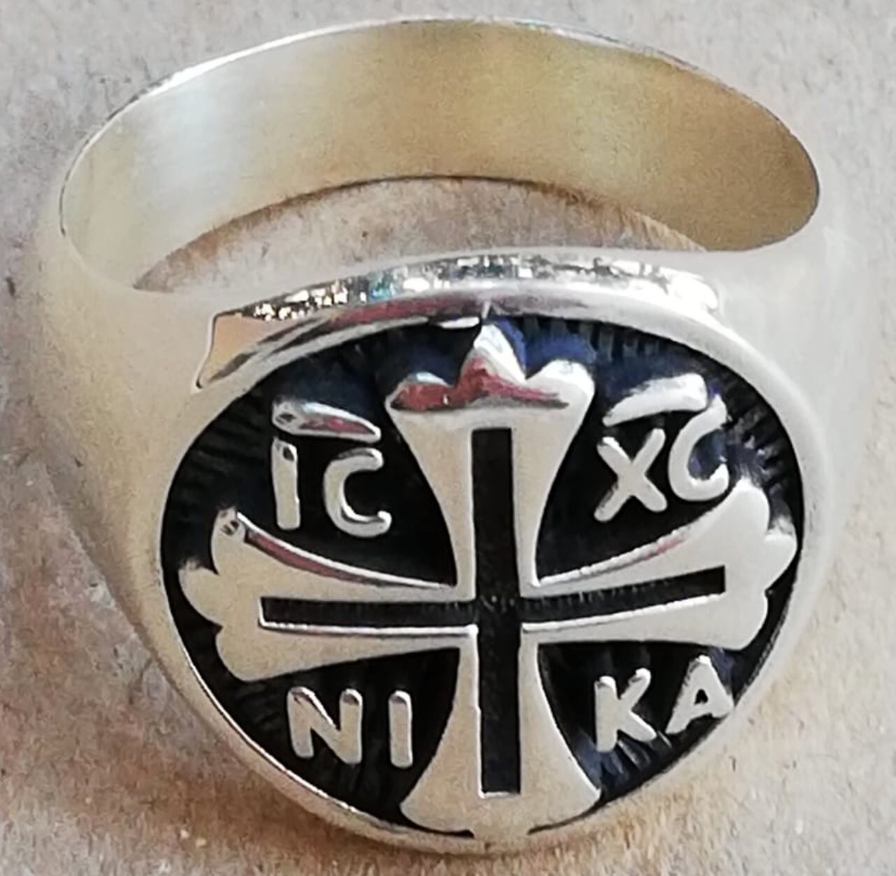 IC XC Nika Jesus Christ Christian Cross Handmade 3D Ring Solid Sterling ...