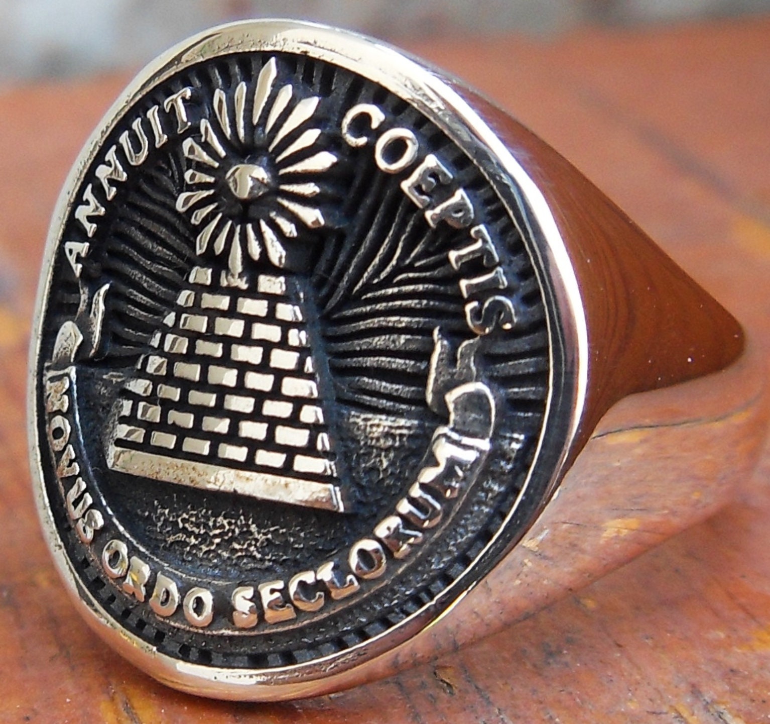 Masonic Annuit Coeptis Novus Ordo Seclorum Handmade 3D Ring Solid ...