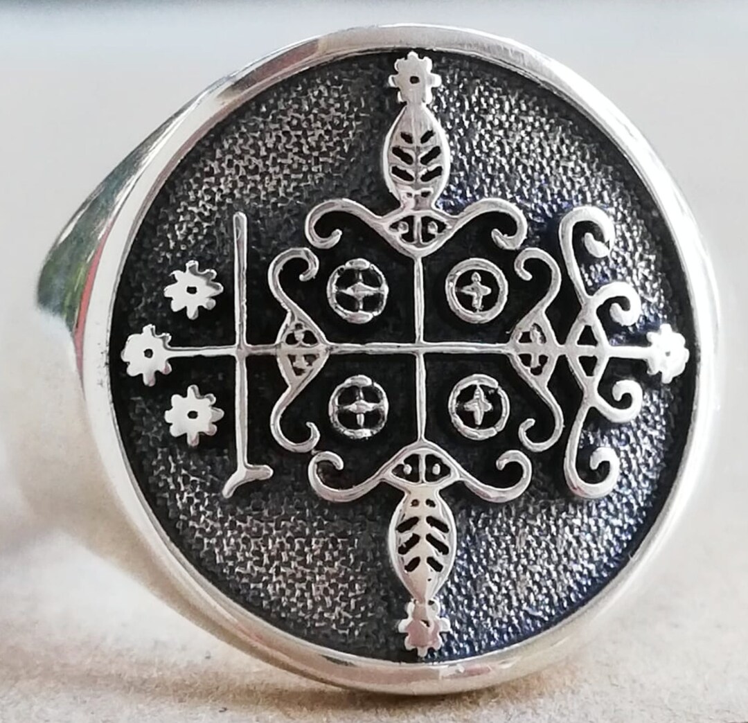 Papa Legba Veve the Guardian of the Crossroads Handmade 3D Ring Solid ...