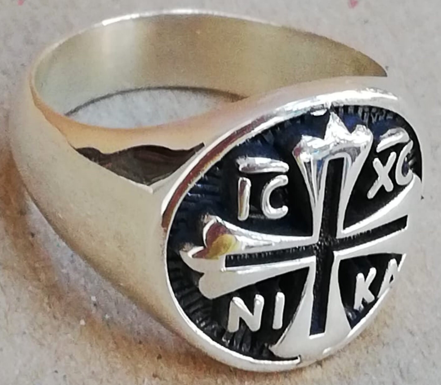 IC XC Nika Jesus Christ Christian Cross Handmade 3D Ring Solid Sterling ...