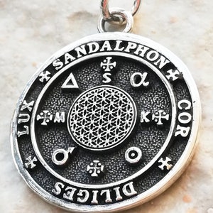 Archangel Sandalphon Seal Protection Amulet Handmade 3D Pendant Solid ...