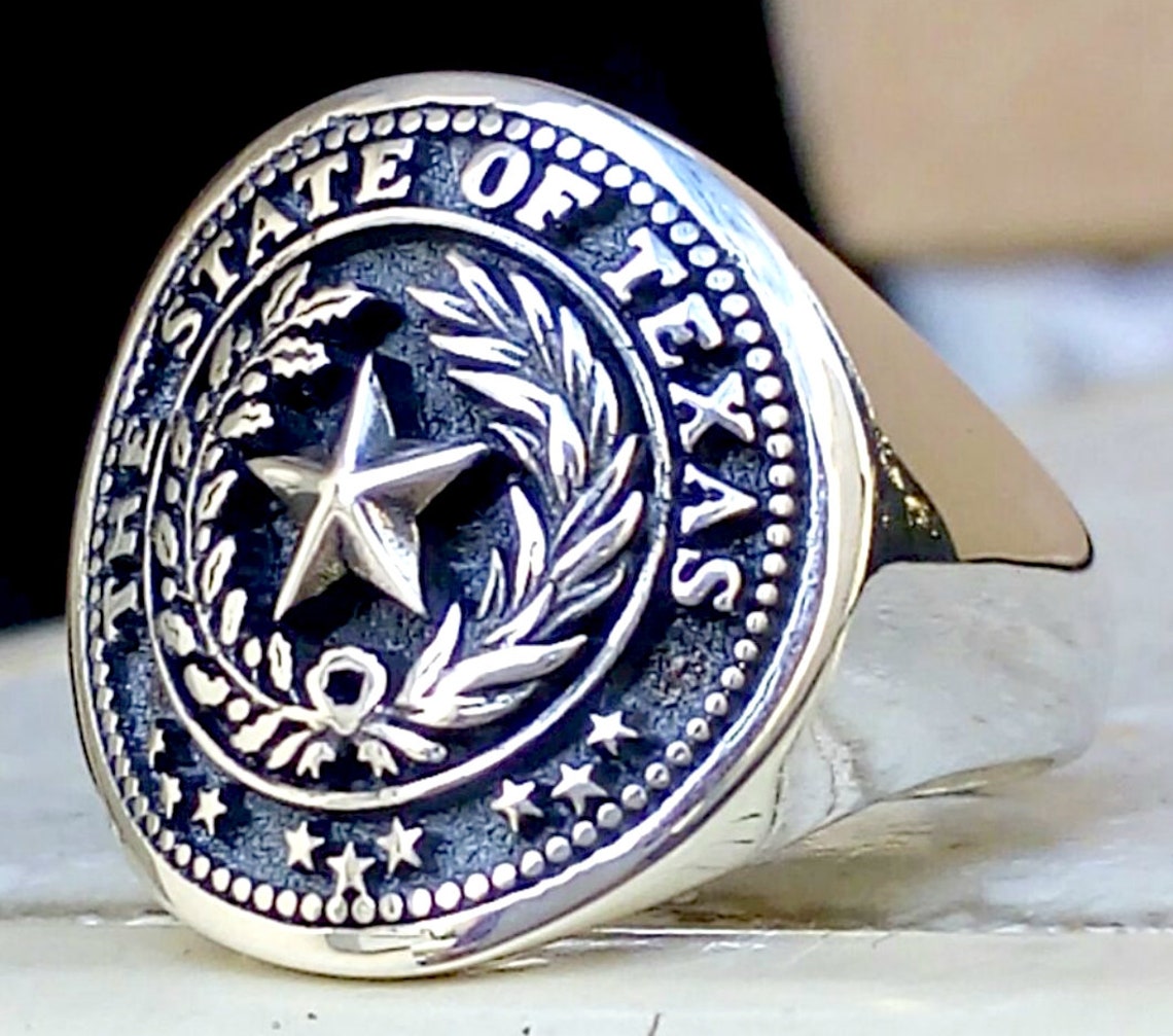 Seal of Texas State Handmade 3D Ring Solid Sterling Silver 925 | Etsy