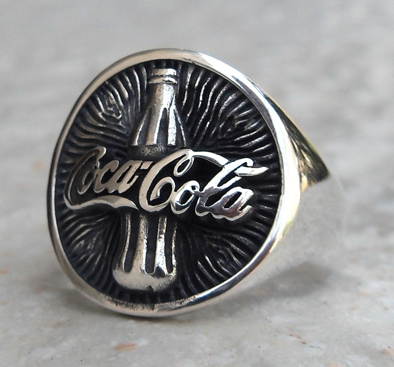 Coca Cola Bottle Handmade 3D Ring Solid Sterling Silver 925 - Etsy UK