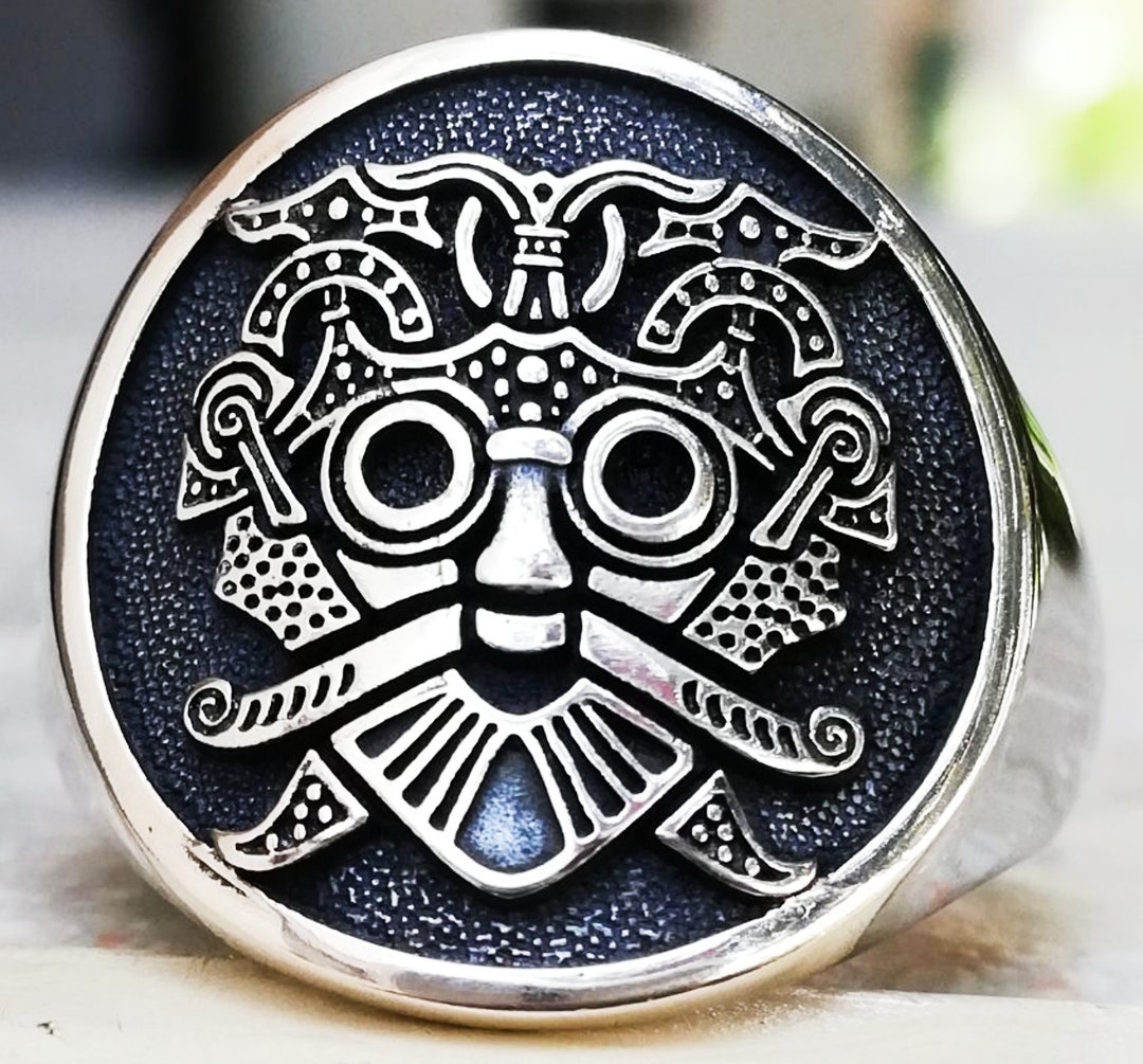 Loki's Mask Viking Scandinavian Odin Handmade 3D Ring Solid Sterling ...