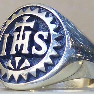 IHS Jesuit Society of Jesus the Holy Name of Jesus Handmade 3D Ring ...