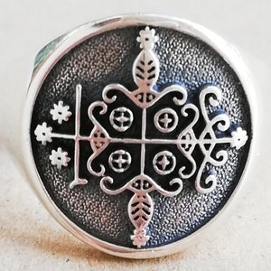 Papa Legba Veve the Guardian of the Crossroads Handmade 3D Ring Solid ...